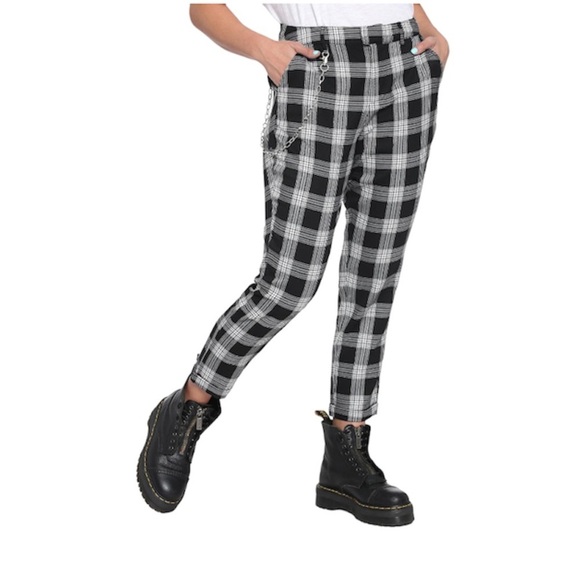 Hot Topic | Pants & Jumpsuits | Nwt Hot Topic Black White Plaid High ...